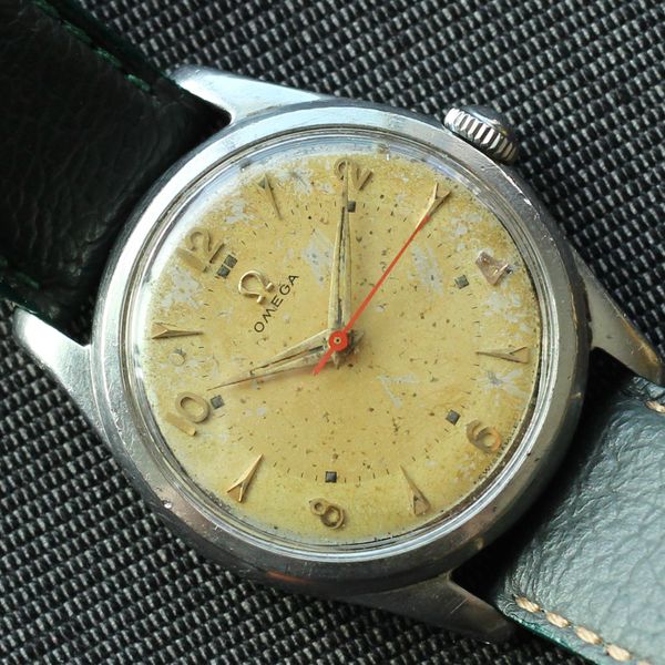 1953 Vintage Omega Cal 420 - Red second hand, steel case, gold indices ...