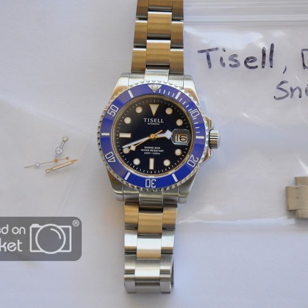 ***SOLD*** Tisell Blue Sub modded with snowflake hands | WatchCharts ...