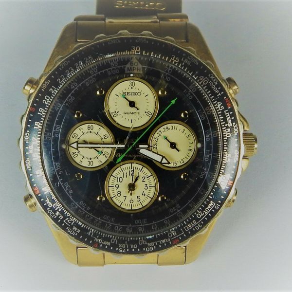 Seiko Flight Master 7T34-6A09 Alarm Chronograph Pilot Men’s Watch ...