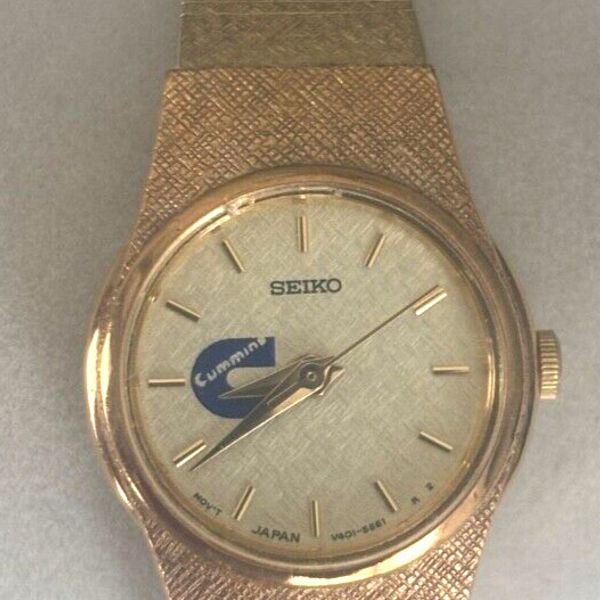 Vintage Women's Seiko Gold Metal Wristwatch - with Company Logo "Cummins" | WatchCharts Marketplace