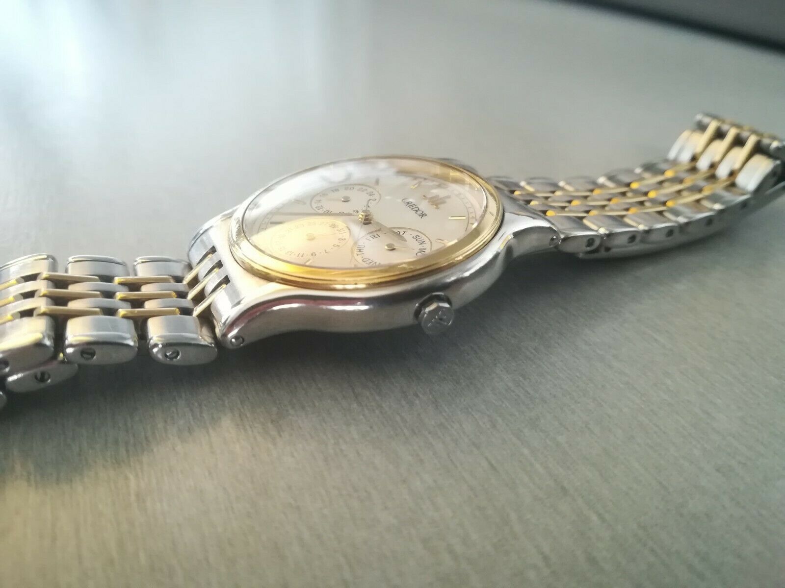 Seiko Credor 7F87-7000 Day Date St. Steel 18KT Gold Quartz Seiko Credor 7F87-7000 Day Date St. Steel 18KT Gold Quartz