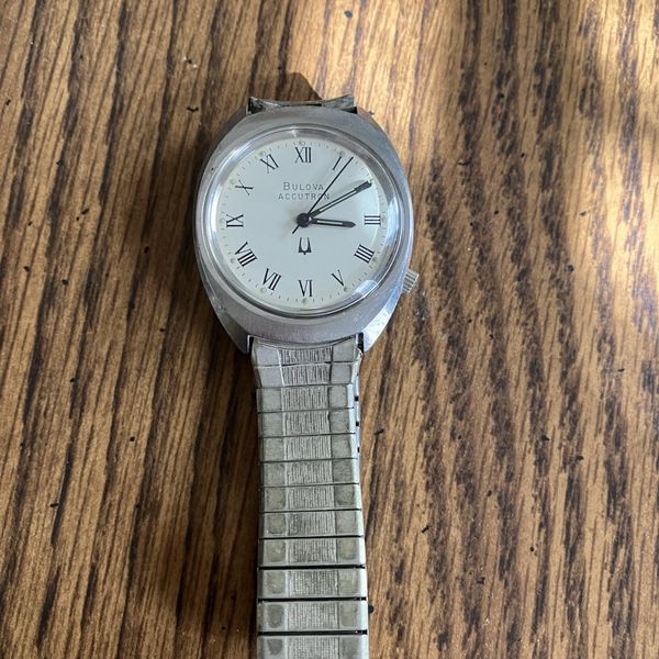VINTAGE BULOVA ACCUTRON MENS WATCH 145790 N7 ROMAN NUMERAL DIAL ...