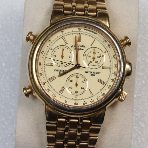Rotary Chronograph Alarm Mens Watch on Bracelet Gold Tone - Spares or ...