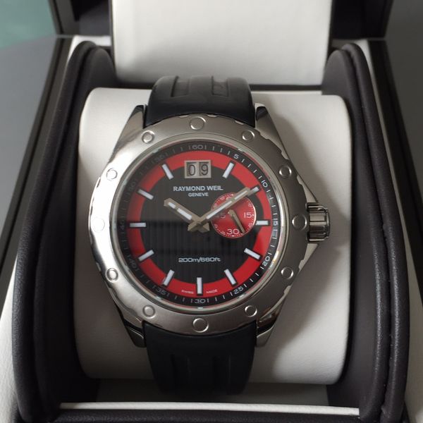 Raymond Weil Watch Swiss Quartz Mens Sports 8300 Black Red Dial Grande ...