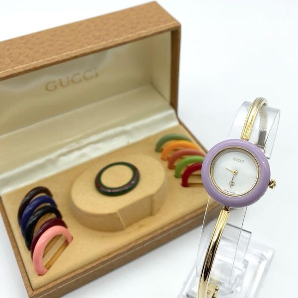 Gucci Interchangeable Bezel 1100-L Quartz White Dial Women's Watch ...