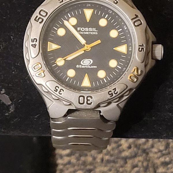 Fossil Blue Titanium Mens Chrono Solid Titanium Divers Watch ...