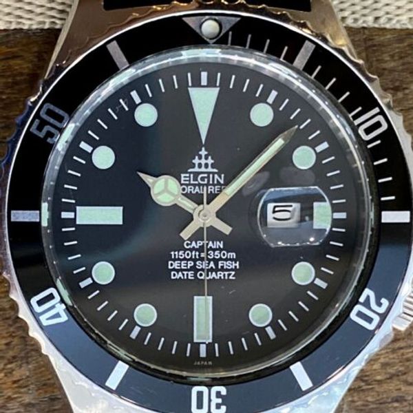 {VIDEO} Minty Vintage 43mm x 48mm Elgin Coral Reef Diving Watch FK-195 | WatchCharts Marketplace
