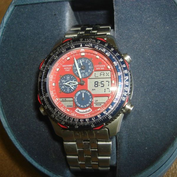 Rare Citizen C300 Navihawk Thunderbirds Red Dial JN0041-55X Pilots ...