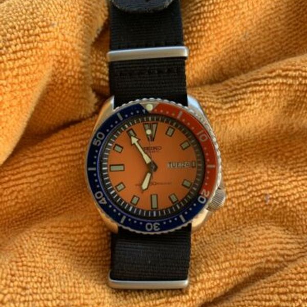 VINTAGE SEIKO DIVERS ORANGE FACE WITH PEPSI BEZEL DIVE BAND AND NATO ...