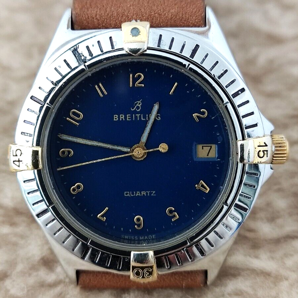 BREITLING Callisto Ref. 80510 BLUE Dial 18K Gold-Steel Quartz 34mm ...