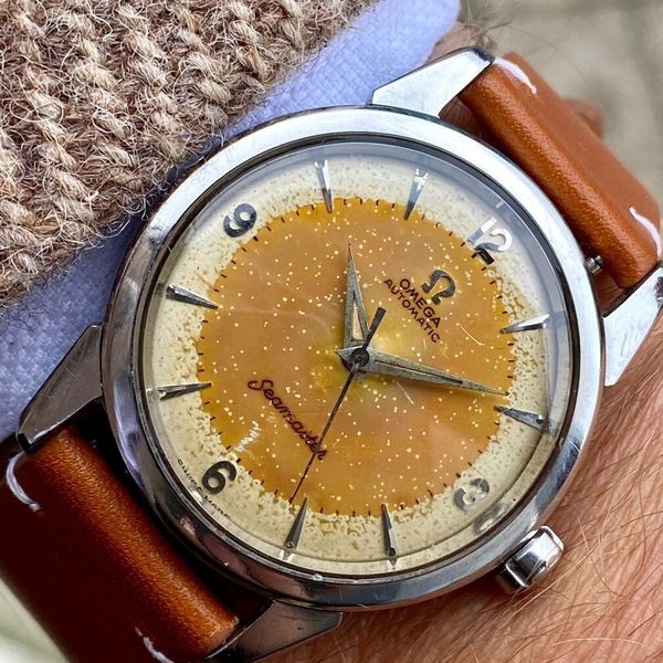 1958 Omega Seamaster Patina Tropical Mens Vintage Automatic Watch + Box ...