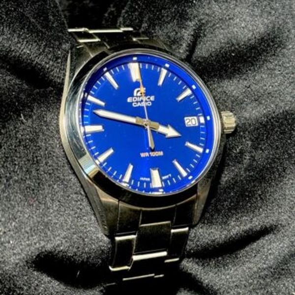 Casio Edifice EFV-100 Blue Analog Stainless Steel Watch With Original ...