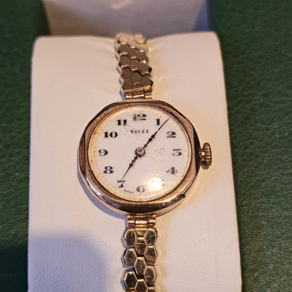 100% original ROLEX women's gold watch 9ct (375)-7 WORLD'S RECORDS-1926 ...