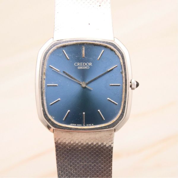 Seiko Credor JDM 5931-5160 Blue Dial Ultra Thin Square Quartz Watch ...