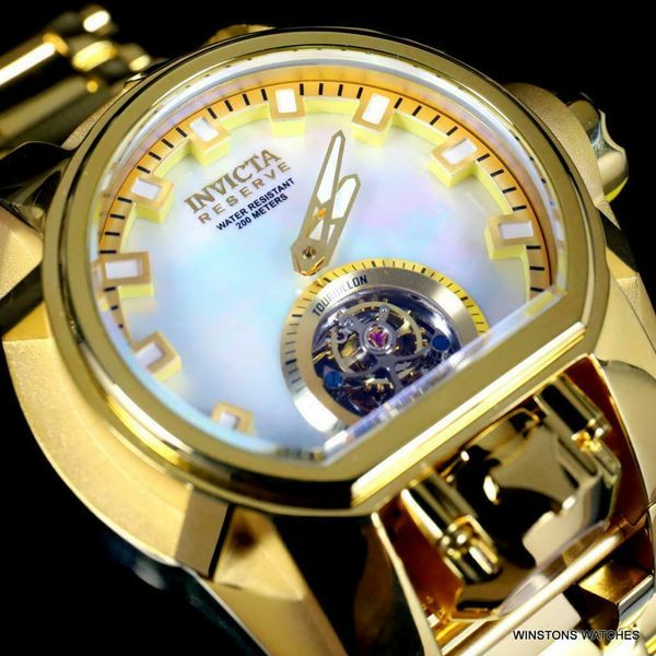 Invicta Reserve Magnum Bolt Zeus Tourbillon Mop Gold Plated Steel 52mm ...