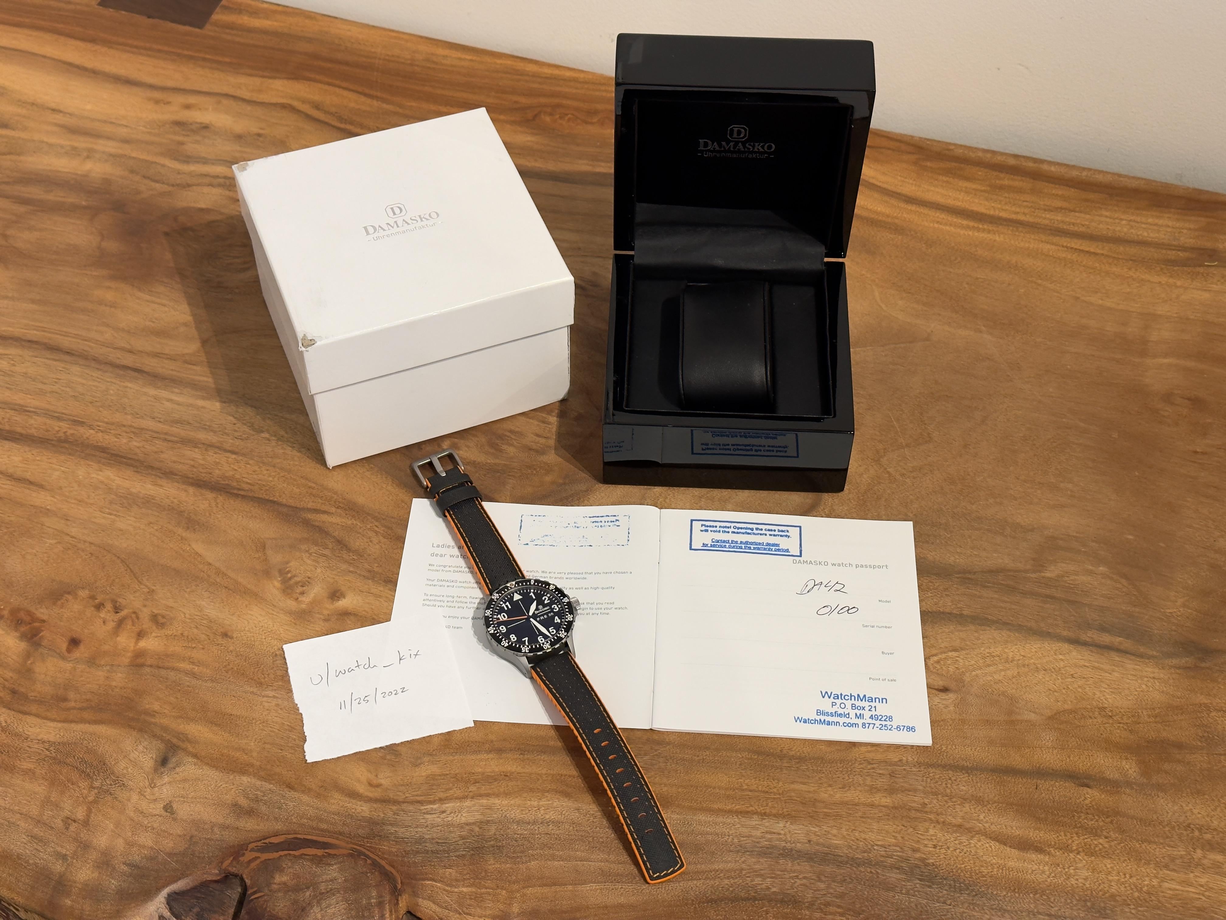 [WTS] Damasko DA42 ice-hardened stainless steel pilot's watch | WatchCharts