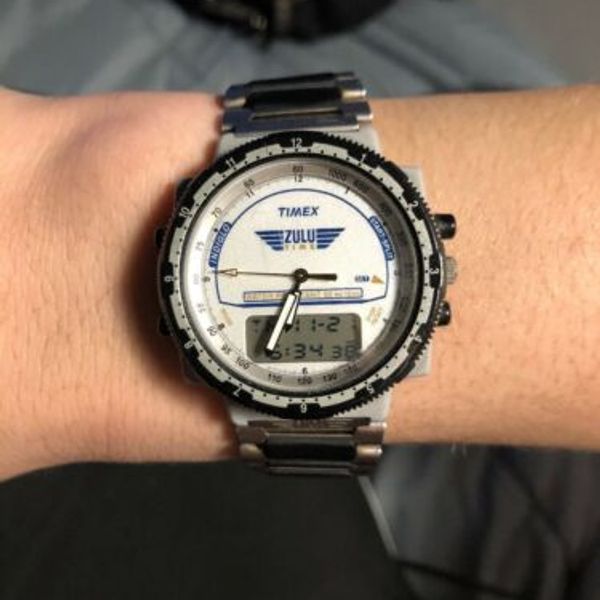 Timex Zulu Time Ana-Digi Indiglo Quartz Watch W/ Orig. Bracelet RARE ...