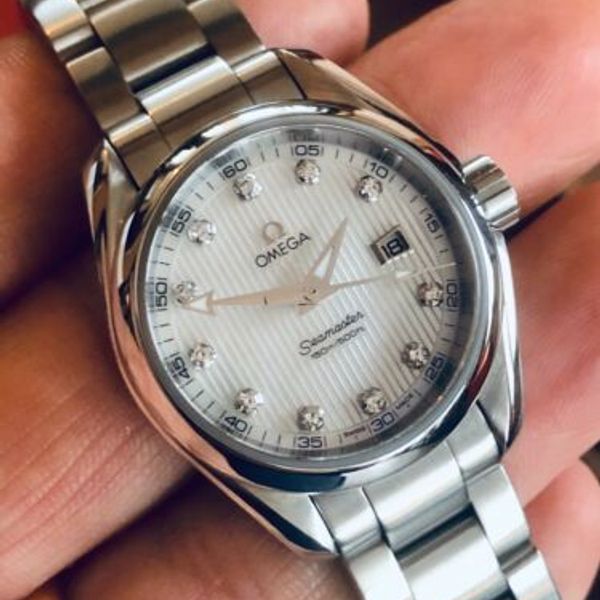 Omega Seamaster Mother of Pearl Aqua Terra 150M Diamond Dial Quartz ...
