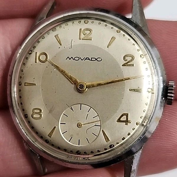 Movado Mechanical Military Style Watch For Parts/Repair Bad Balance ...