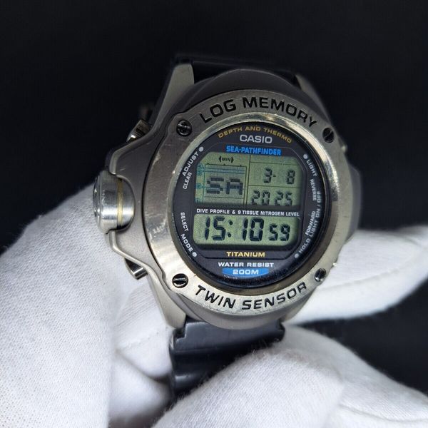 CASIO VINTAGE DIGITAL WATCH DIVER SPF-100 2173 TITANIUM SEA PATHFINDER ...