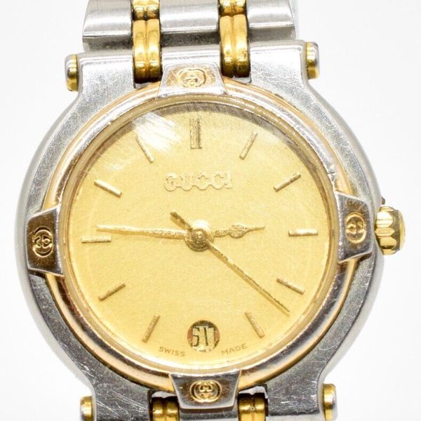 Ladies Gucci Wristwatch 9000L Stainless Steel Gold Plated Needs Battery Auction | WatchCharts ...
