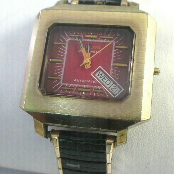 Vintage 1973 BULOVA 23J AUTOMATIC TV DIAL RED FACE DIAL WATCH | WatchCharts