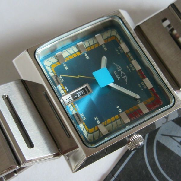 SEIKO ALBA AKA V733-5A40 BLUE SQUARE WATCH "New Old Stock ...