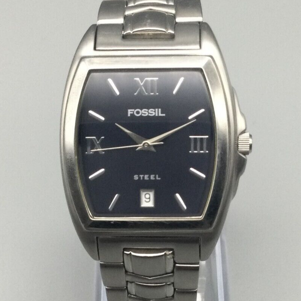 Fossil Steel Tank Watch Women 31mm Silver Tone Date FS-2791 New Battery ...
