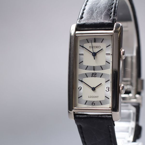 [N MINT] Seiko Lucent 1F2W-5A00 Dual Time Tank Ladies Vintage Watch ...