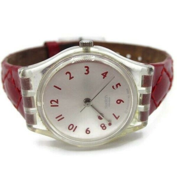 Swatch Swiss AG 2003 #047 Red Patent Leather Clear Dial Watch Runs ...