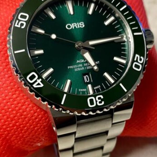 Oris Aquis Date Green Dial Steel Case 43.5mm Watch 7730 Automatic High ...