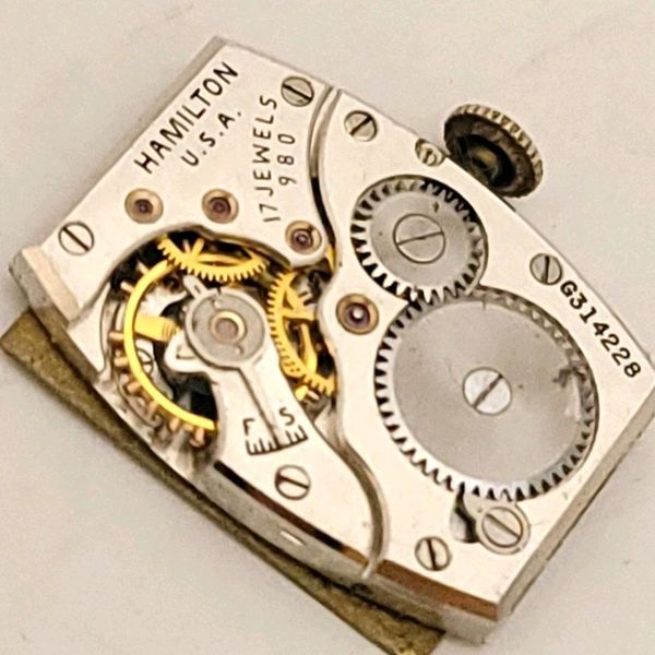 RV8: MENS HAMILTON 980 WATCH MOVEMENT LOT PARTS REPAIR NICE DIALS ...