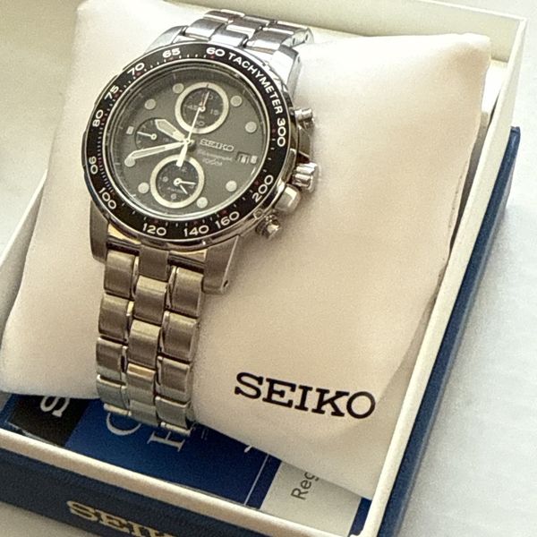 Seiko Chronograph Tachymeter Watch 100m 7T62-0HA0 STAINLESS MENS With ...