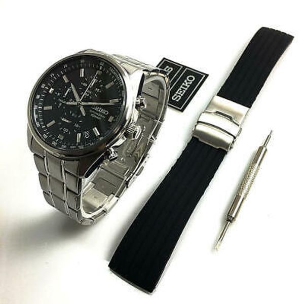 Men's Seiko Chronograph Stainless Steel Sports Watch SSB379 SSB379P1 ...