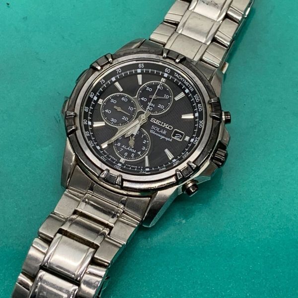 Men's SOLAR ALARM CHRONOGRAPH Watch SEIKO V172-0AJ0 From Japan "AS iS" | WatchCharts Marketplace