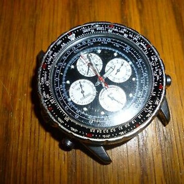 RARE SEIKO 7T34-6A90 FLIGHTMASTER PILOT SQ100 PANDA DIAL ALARM ...