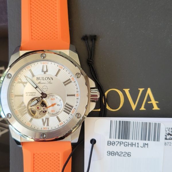 Bulova Men's Marine Star 'Series A' Automatic Watch Orange 98A226 Extra ...