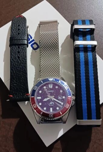 Casio MDV106 Pepsi Duro Marlin w/ Red AR Coated Sapphire Crystal ...