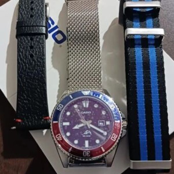 Casio MDV106 Pepsi Duro Marlin w/ Red AR Coated Sapphire Crystal ...