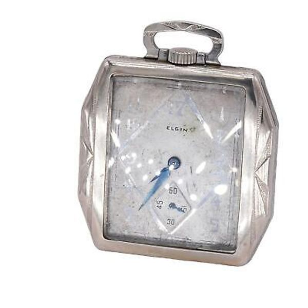 Elgin 14k Gold Filled 479 Grade 17 Grade Rectangle Shaped Pocket Watch ...