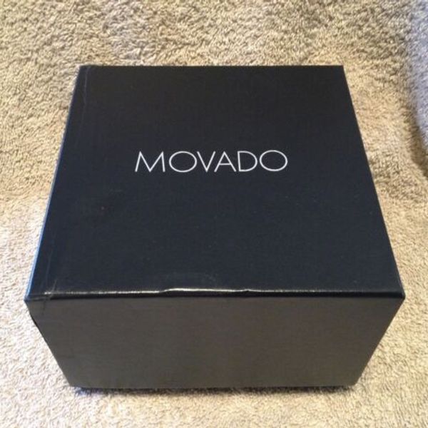 Movado Mens Watch Black Dial Stainless Case Leather Band Inner Outer ...
