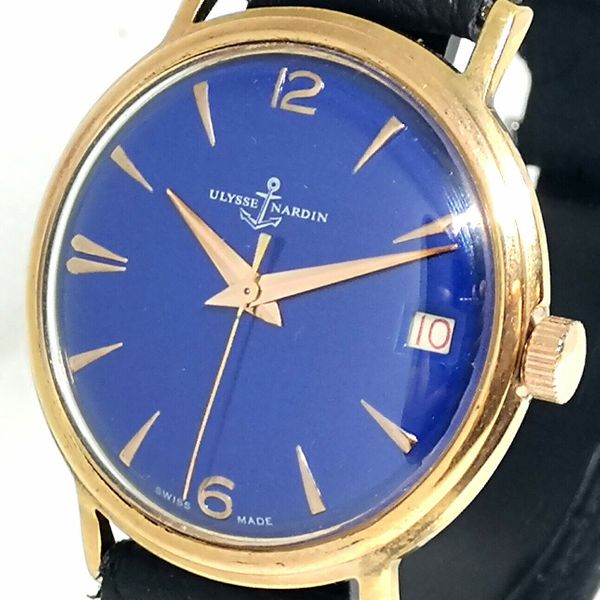ULYSSE NARDIN DATE BLUE DIAL SWISS AUTOMATIC 18K GOLD FILLED ...