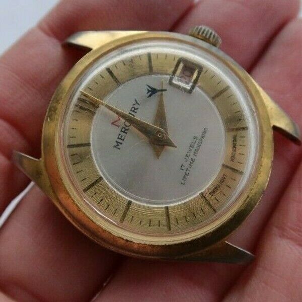 RARE Vintage Mercury Watch Wristwatch 17 Jewels Mystery Space Ship Wind ...