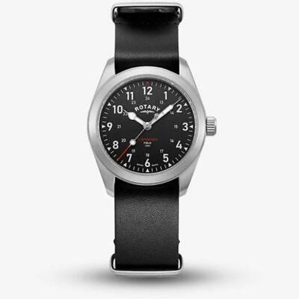 Rotary GS05535/19 Men's Steel Commando Field Watch On Leather NATO ...