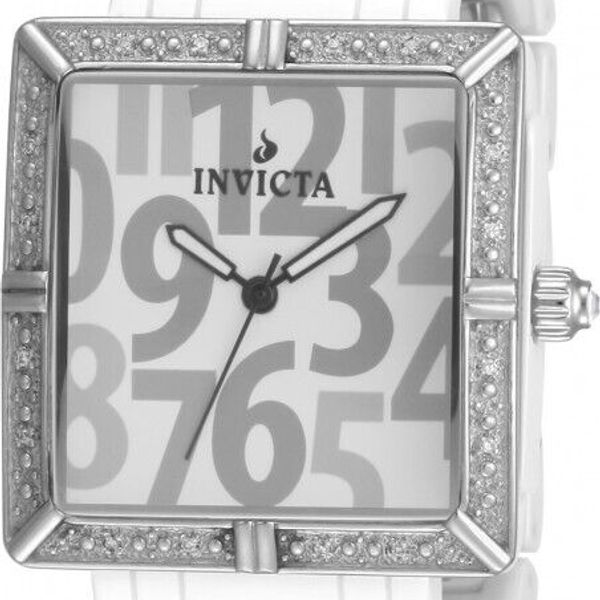 Invicta 10265 Ceramic Lady Square Clasique Stainless Steel Quartz White ...