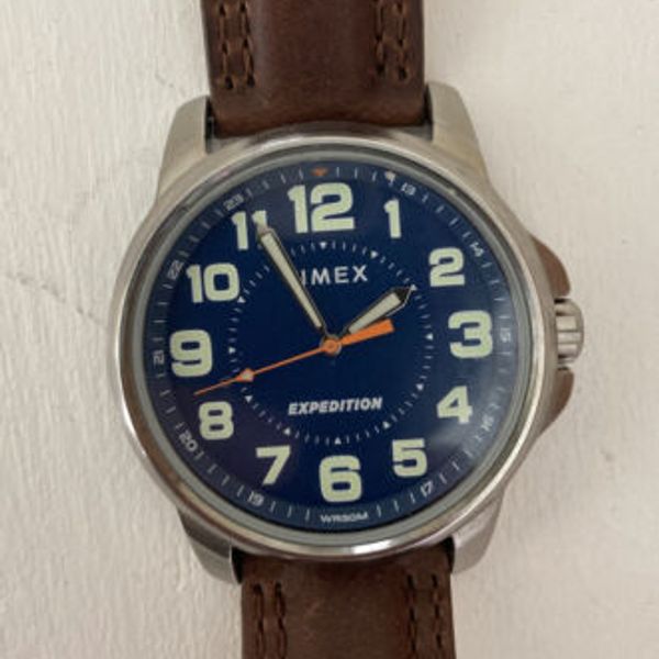 Timex Expedition MEN'S WR 50M SR626SW NAVY BLUE FACE NEW CELL Working ...