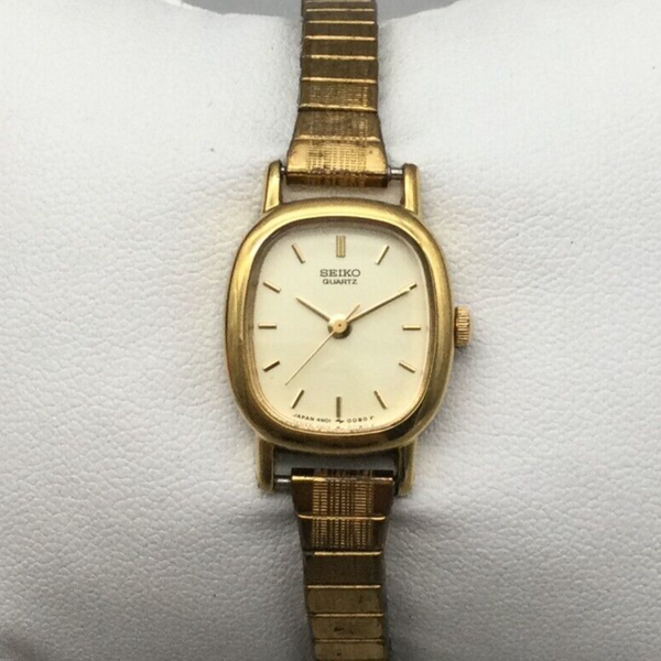 Vintage Seiko Watch Women 17mm 4N01-5019 Gold Tone Stretch Band New Battery | WatchCharts ...