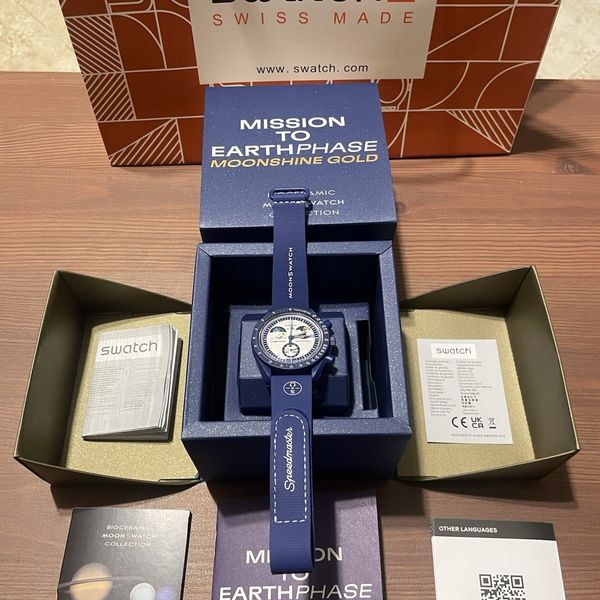 Swatch X Omega Moonswatch Mission To The Earthphase Moonshine Gold ...