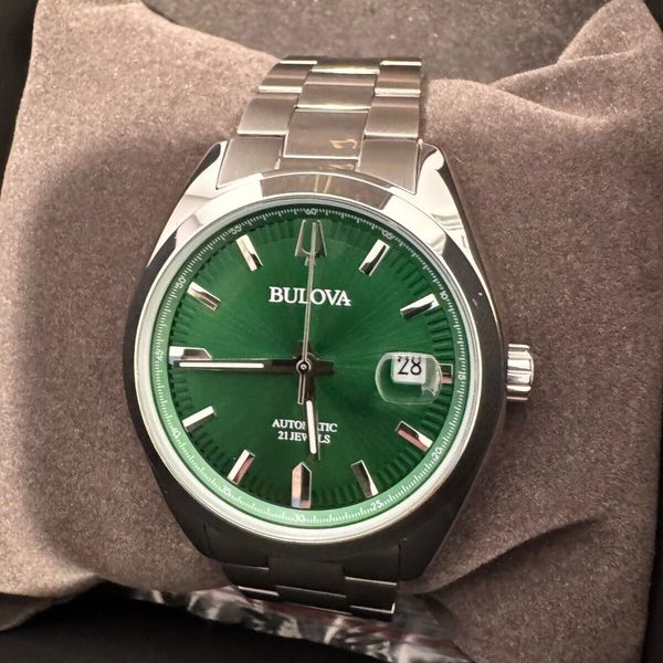 New Bulova Surveyor Automatic 39mm Green Dial Stainless Steel Men's ...