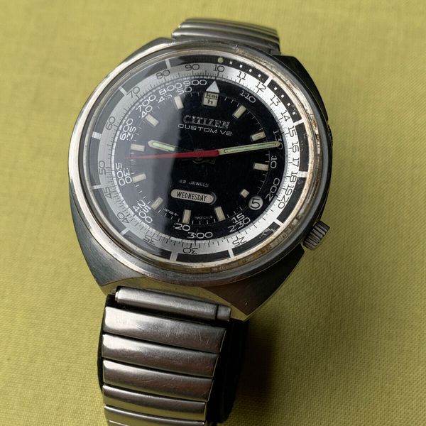Citizen Custom V2 Vintage Racing Watch * REF 4-720504TA * Winds, Sets ...